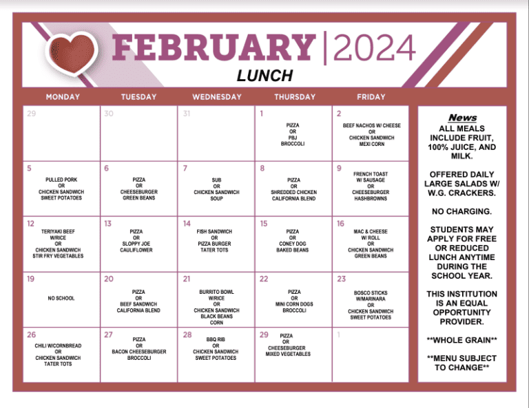 Cafeteria/Lunch Menu • Apollo Career Center