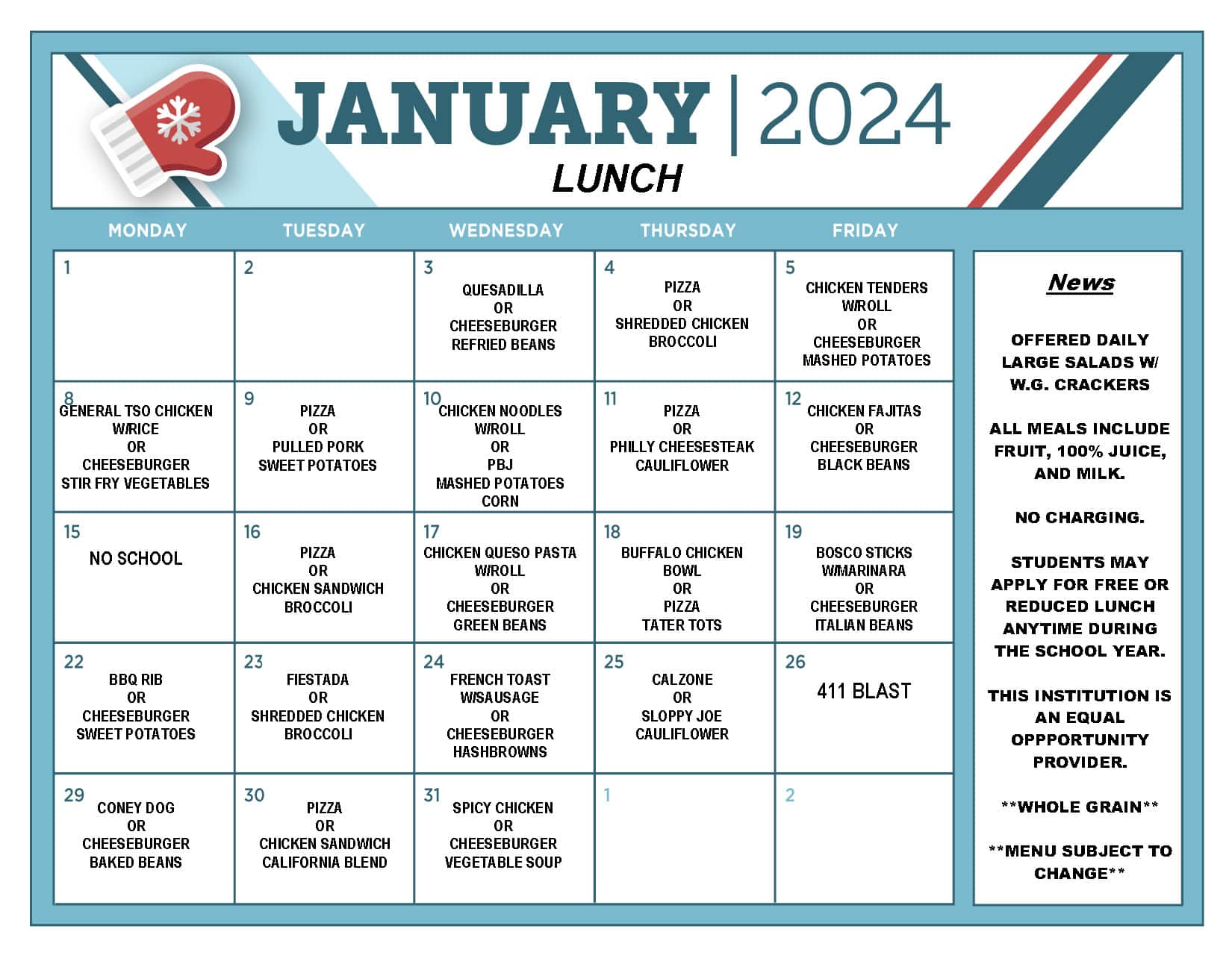 Cafeteria/Lunch Menu • Apollo Career Center